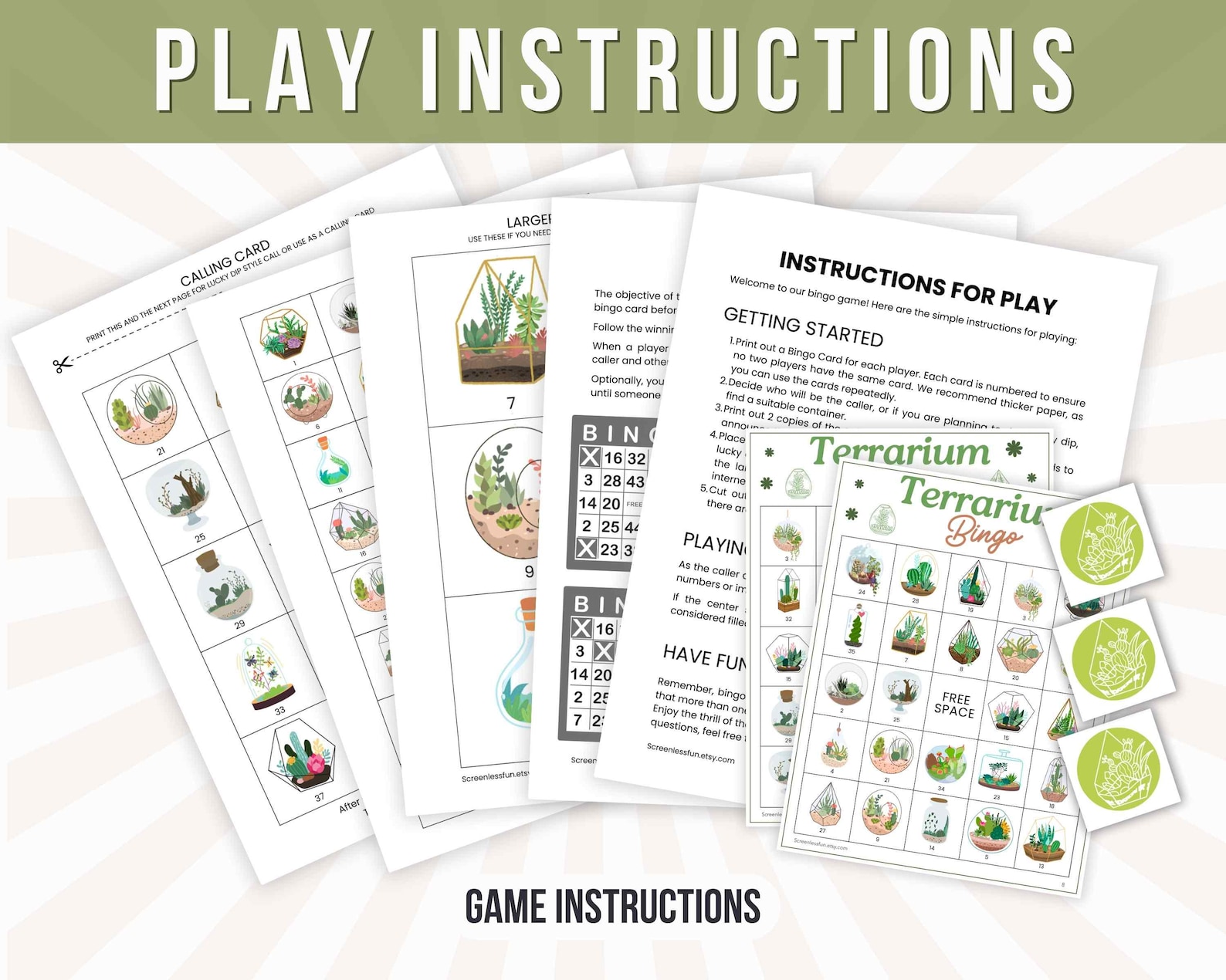 60 Terrarium Plant Bingo Cards Printable Game, Indoor Plant Bingo Game ...