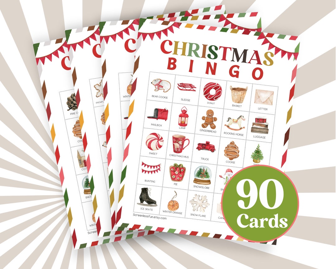 Christmas Seasonal Bingo Game, Family Party Bingo Cards, Printable ...