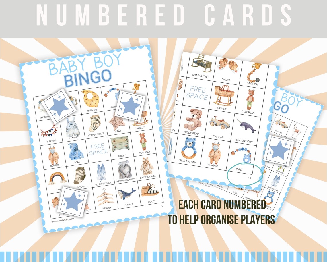 Blue Baby Shower Bingo Cards Printable, DIY Baby Boy Bingo Cards ...