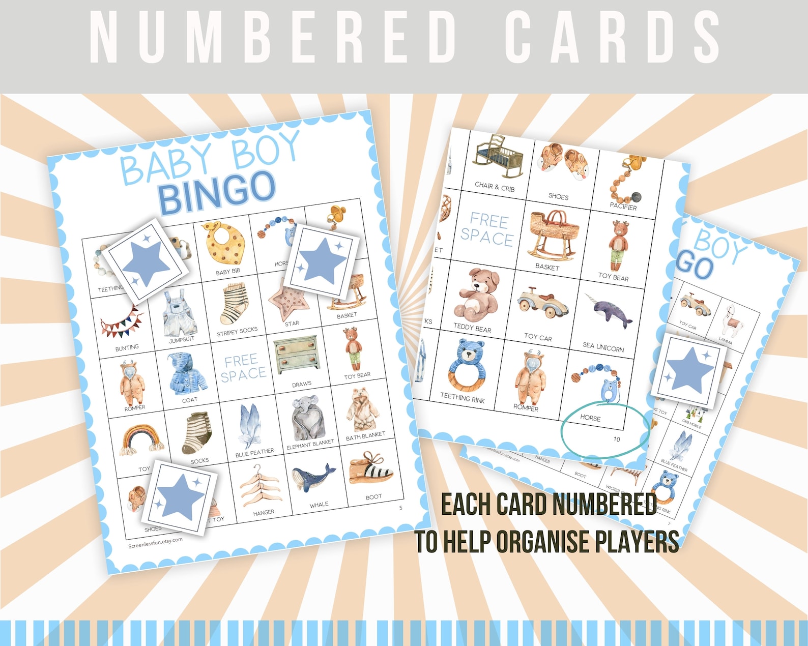 Blue Baby Shower Bingo Cards Printable, DIY Baby Boy Bingo Cards ...