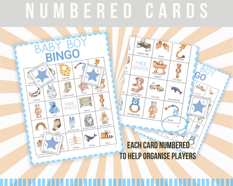Blue Baby Shower Bingo Cards Printable, DIY Baby Boy Bingo Cards ...