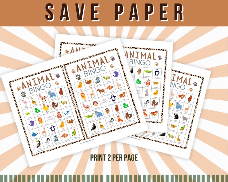 Kids Animal Bingo Game: 30 Printable Cards (PDF) - Etsy
