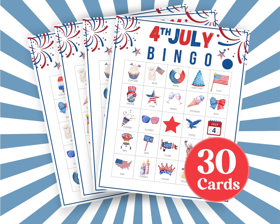 Independence Day Bingo, 4th of July Bingo Game, Instant Download ...