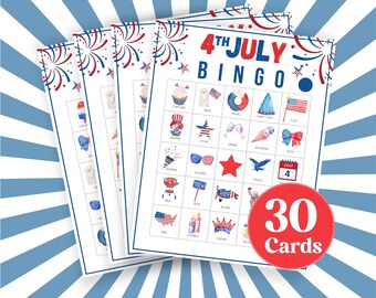 4th of July Bingo Patriotic Party Game Printable Party Game for ...