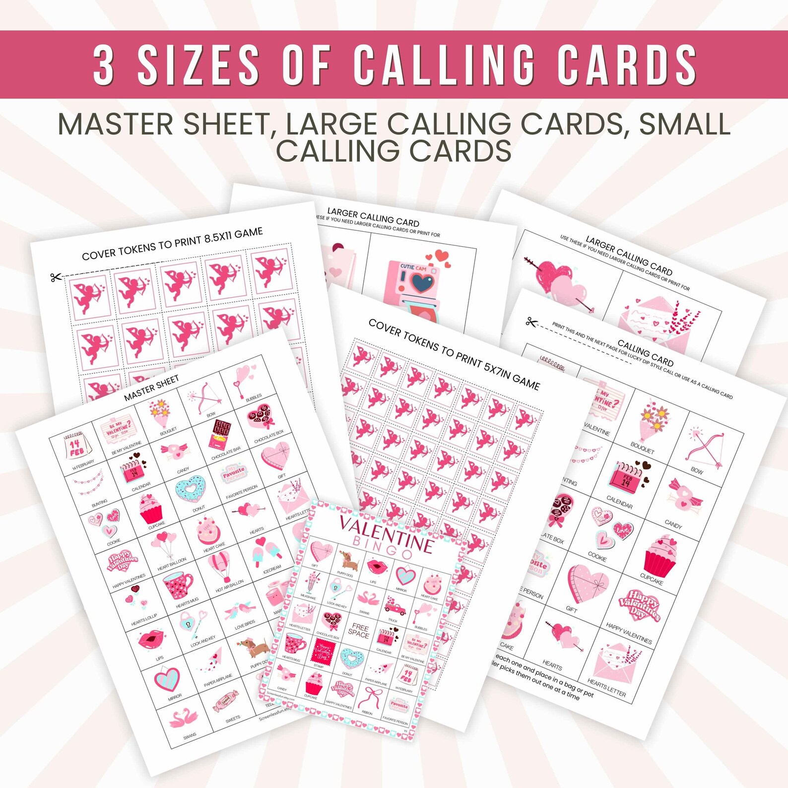 Valentine Bingo Game - 30 Bingo Cards, February Classroom Game, Bingo ...