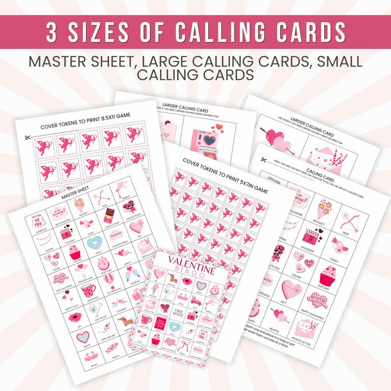 Valentine Bingo Game - 30 Bingo Cards, February Classroom Game, Bingo ...