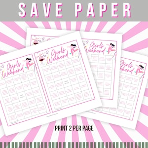 90 Girls Weekend Printable Bingo Game, Teen Weekend Fun Party Holiday ...