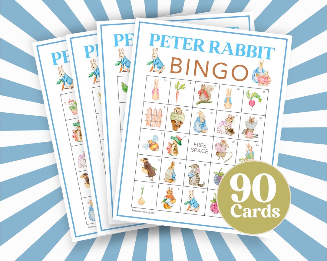 Peter Rabbit Baby Shower Bingo Game, Rustic Bunny Bundle, Boy Baby ...