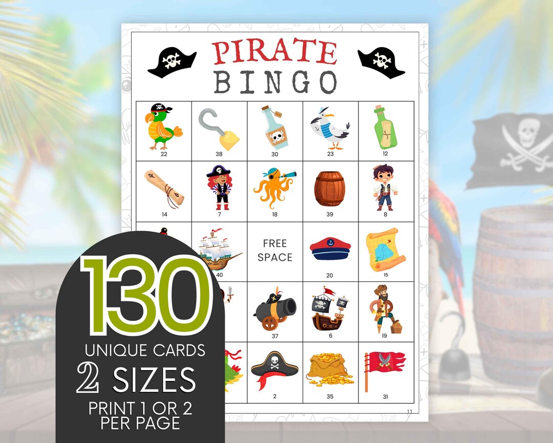 Pirate Bingo Printable Cards, Pirate Themed Party Game, Boys Birthday ...