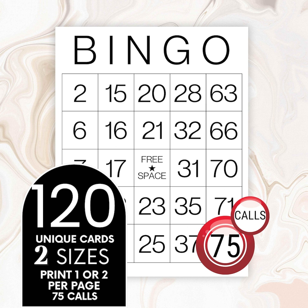 120 Jumbo Bingo Game, Large Bingo Cards, Playing Bingo Party Game ...