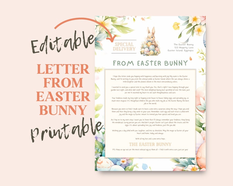 Letter From Easter Bunny, Official Printable Bunny Letter, Easter Kids ...
