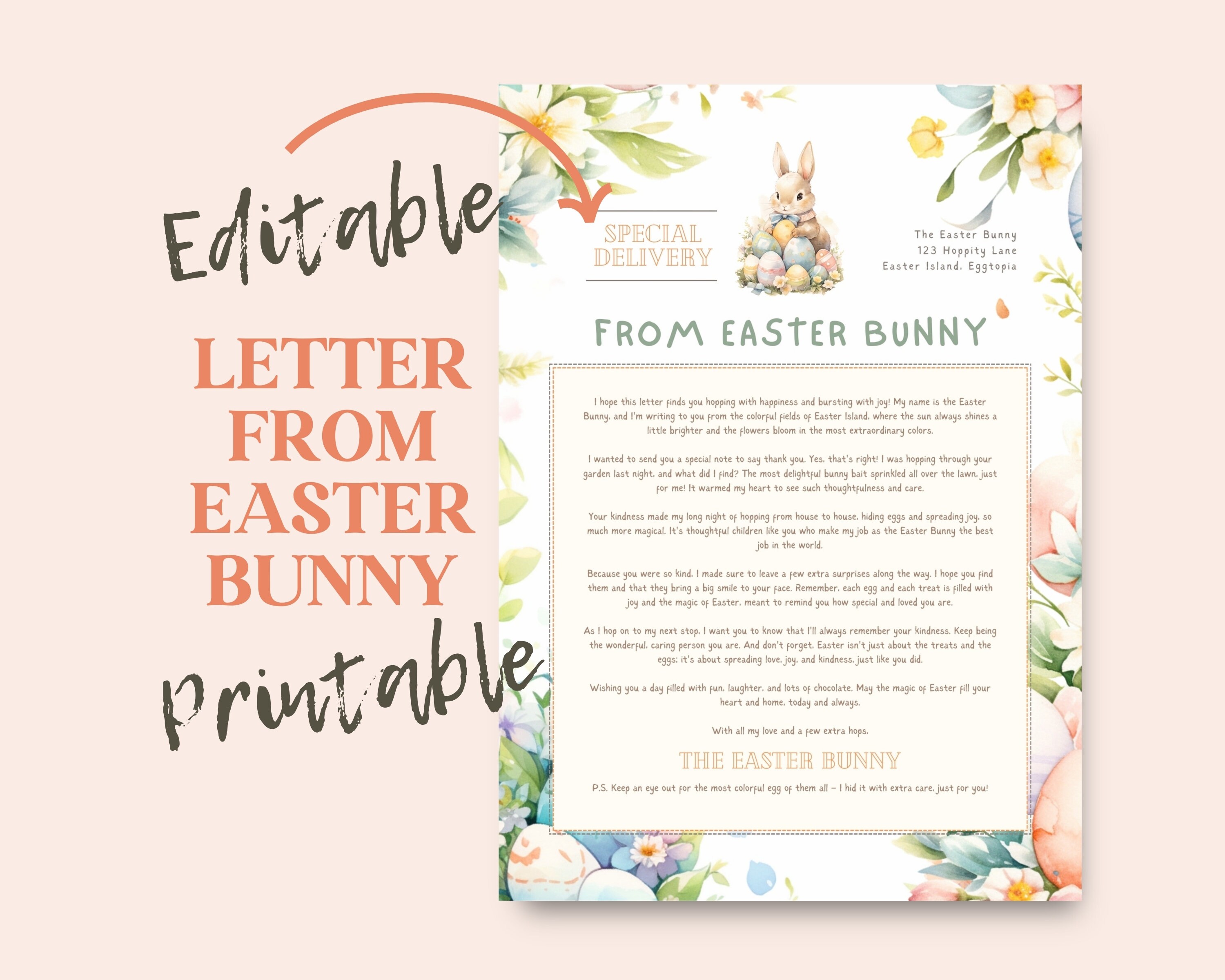 Letter From Easter Bunny, Official Printable Bunny Letter, Easter Kids ...