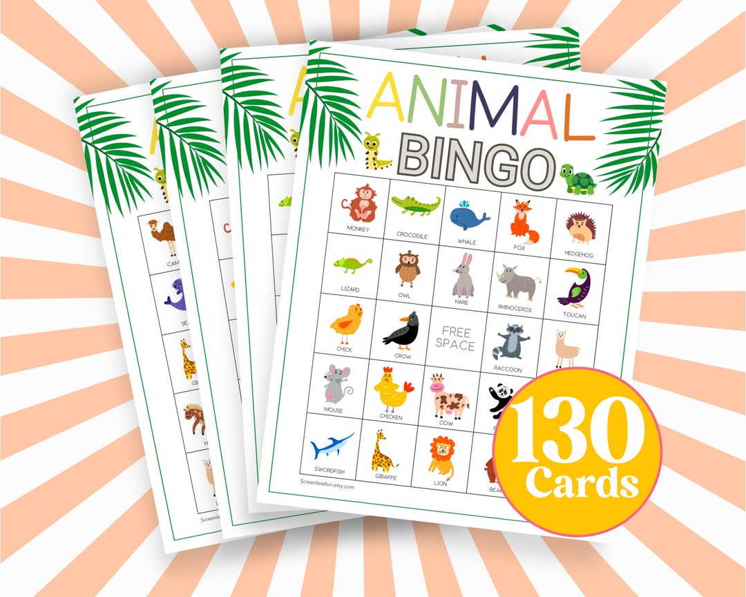 Zoo Animal Bingo Card, Find the Animal Bingo Game, Bingo Cards Animals ...