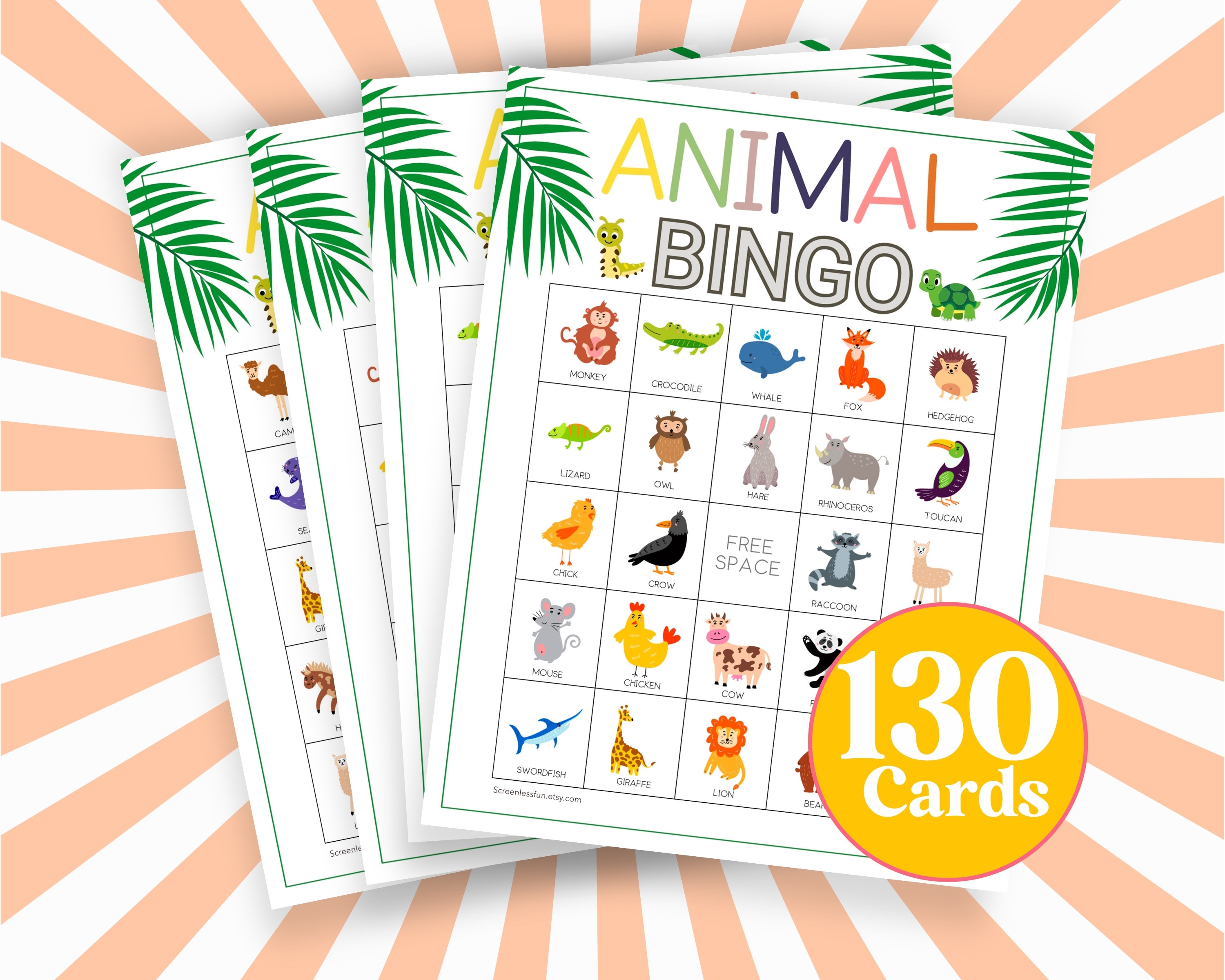 Zoo Animal Bingo Card, Find the Animal Bingo Game, Bingo Cards Animals ...