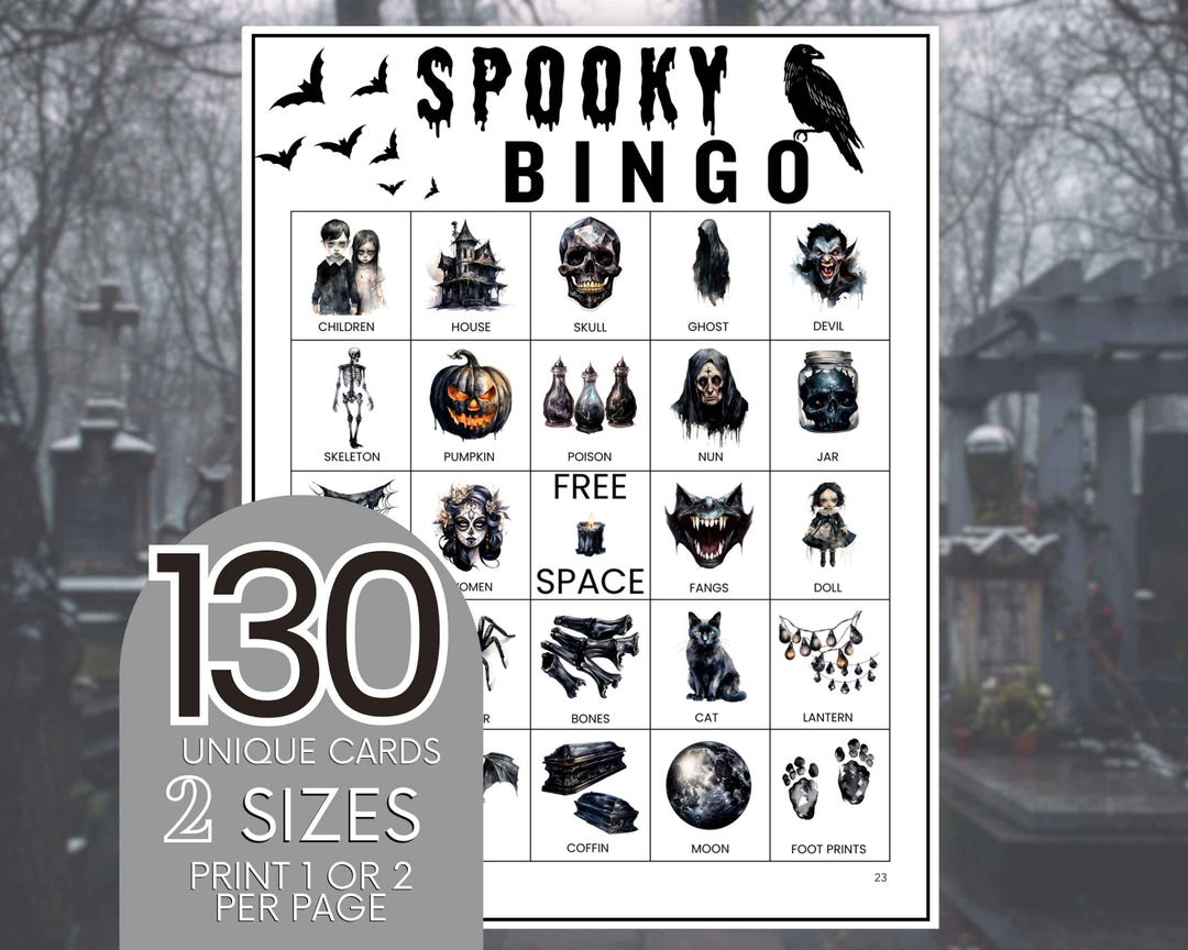 Spooky Halloween Bingo: 130 Unique Cards, Witchy Theme (digital ...