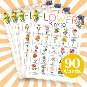 Flower Bingo Nature Garden Game, Spring Floral Bingo Boards, Printable ...