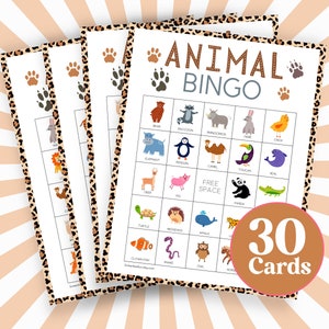 Kids Animal Bingo Game: 30 Printable Cards (PDF) - Etsy