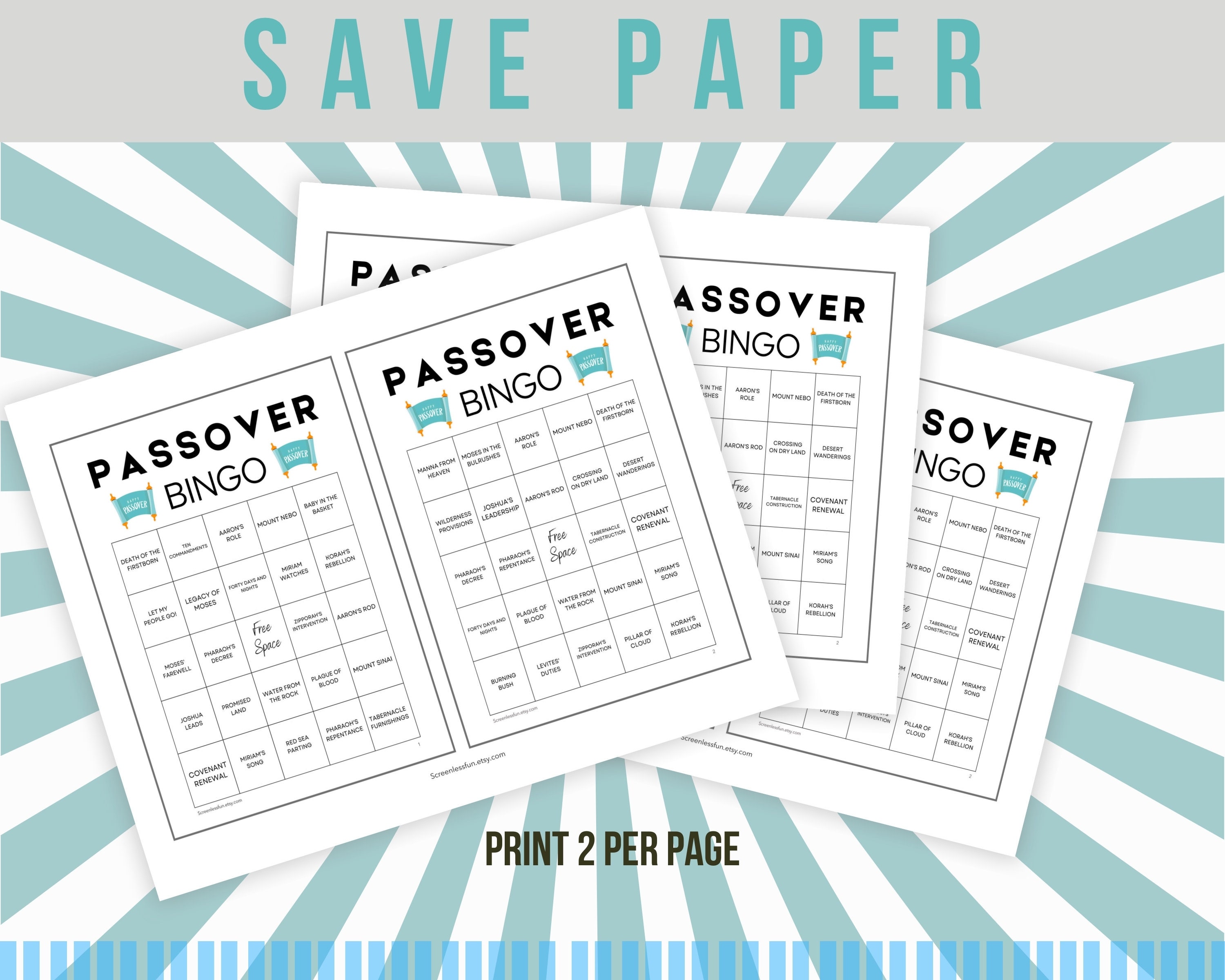Passover Religious Bingo Game Cards, Sunday School Bible Bingo Boards ...