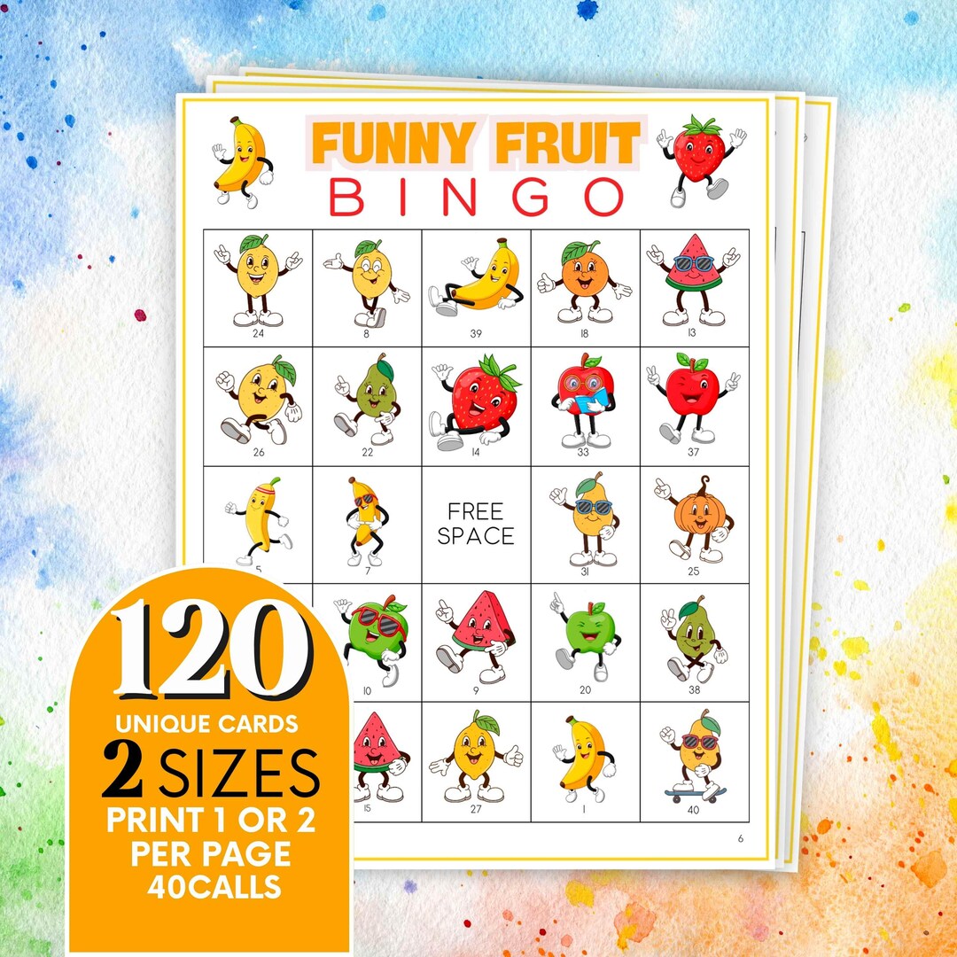 120 Fruit Bingo Cards, Fruit Game for Kids & Families, Fun Educational ...