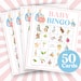50 Peter Rabbit Party Bingo Game, Rabbit Baby Shower Spring Bingo Cards ...