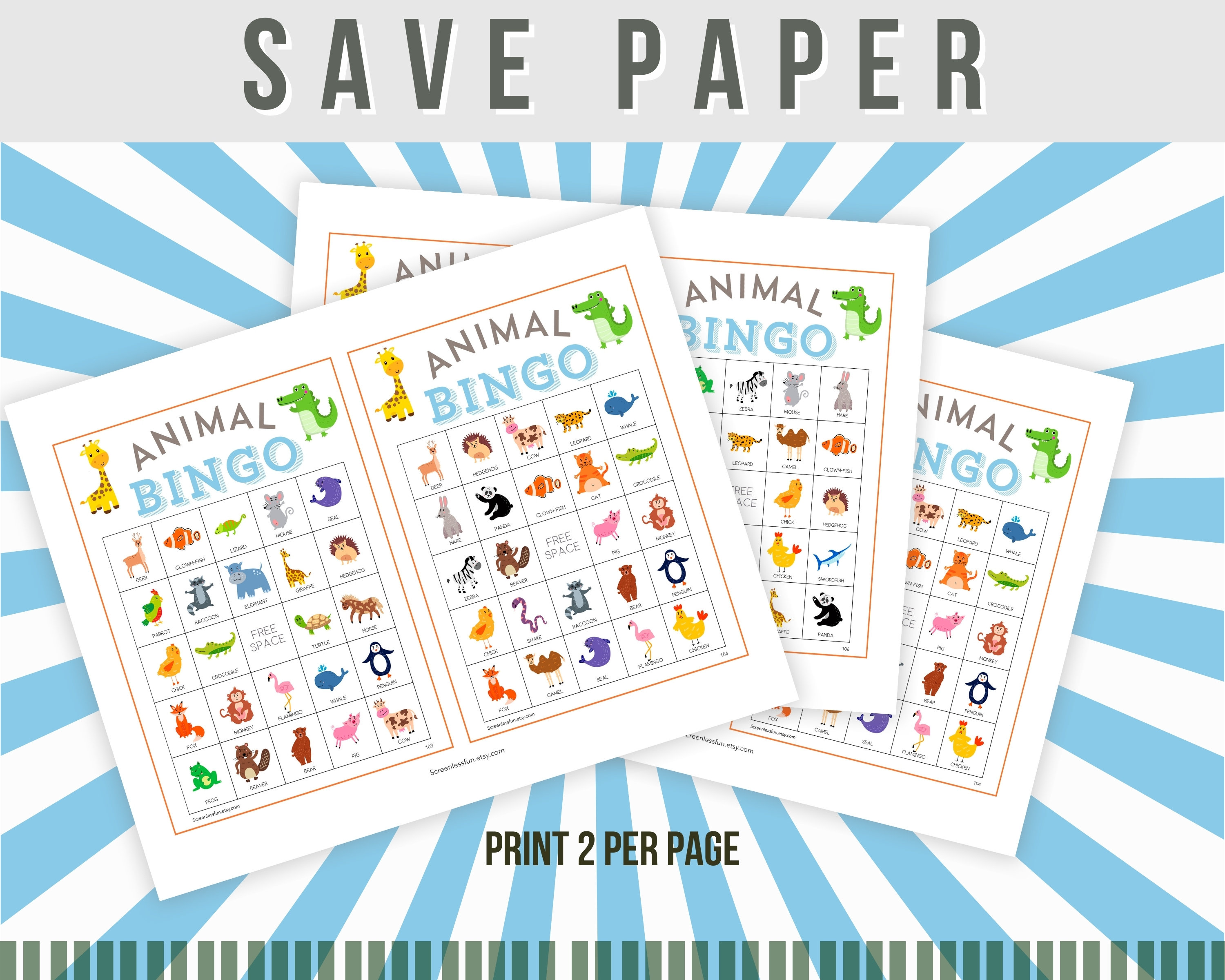 Kids Baby Animal Bingo Game, Printable Animal Bingo Game, Kids ...