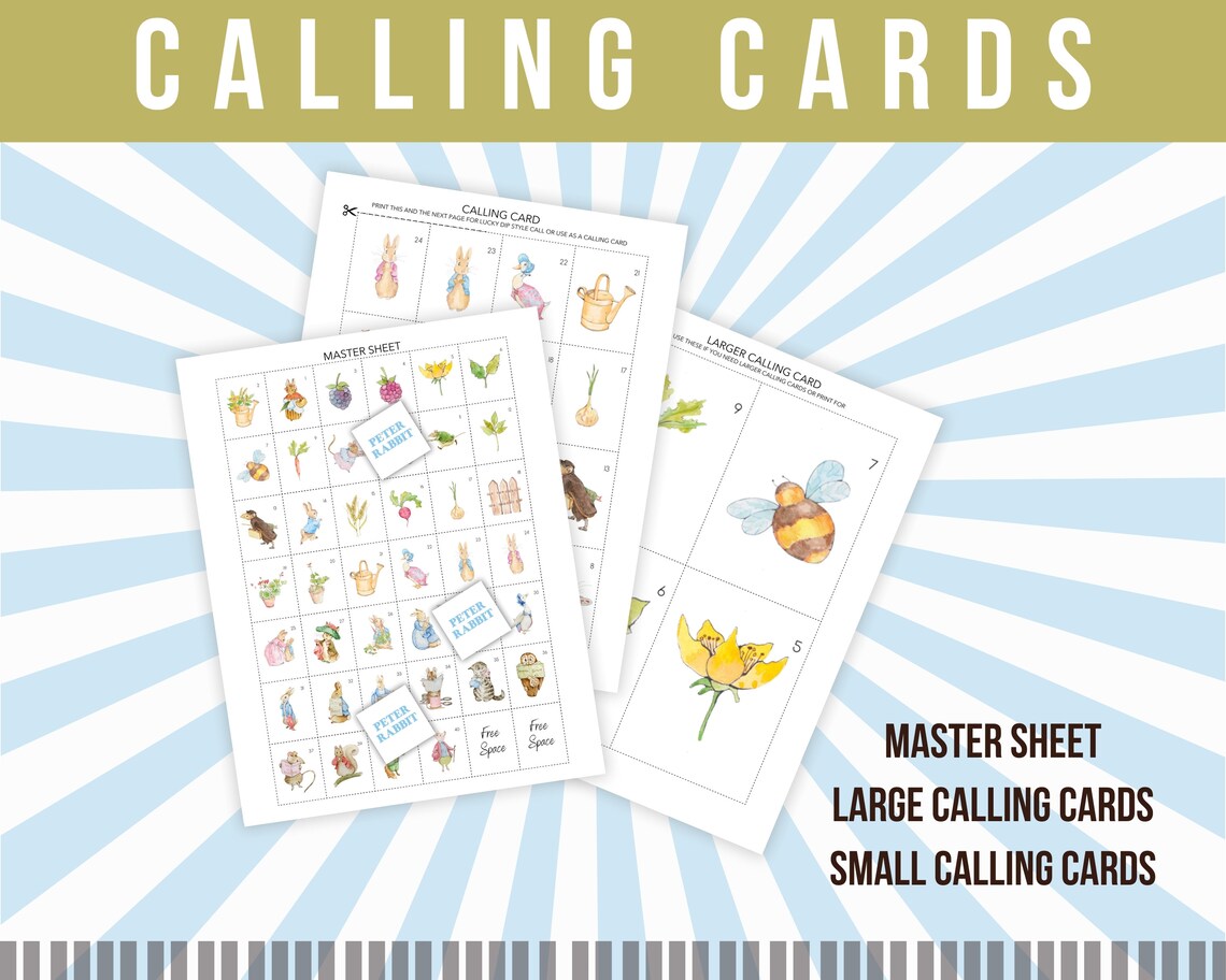 Boy Baby Shower Rabbit Bingo, Peter Rabbit Book Themed Mom to Be Shower ...