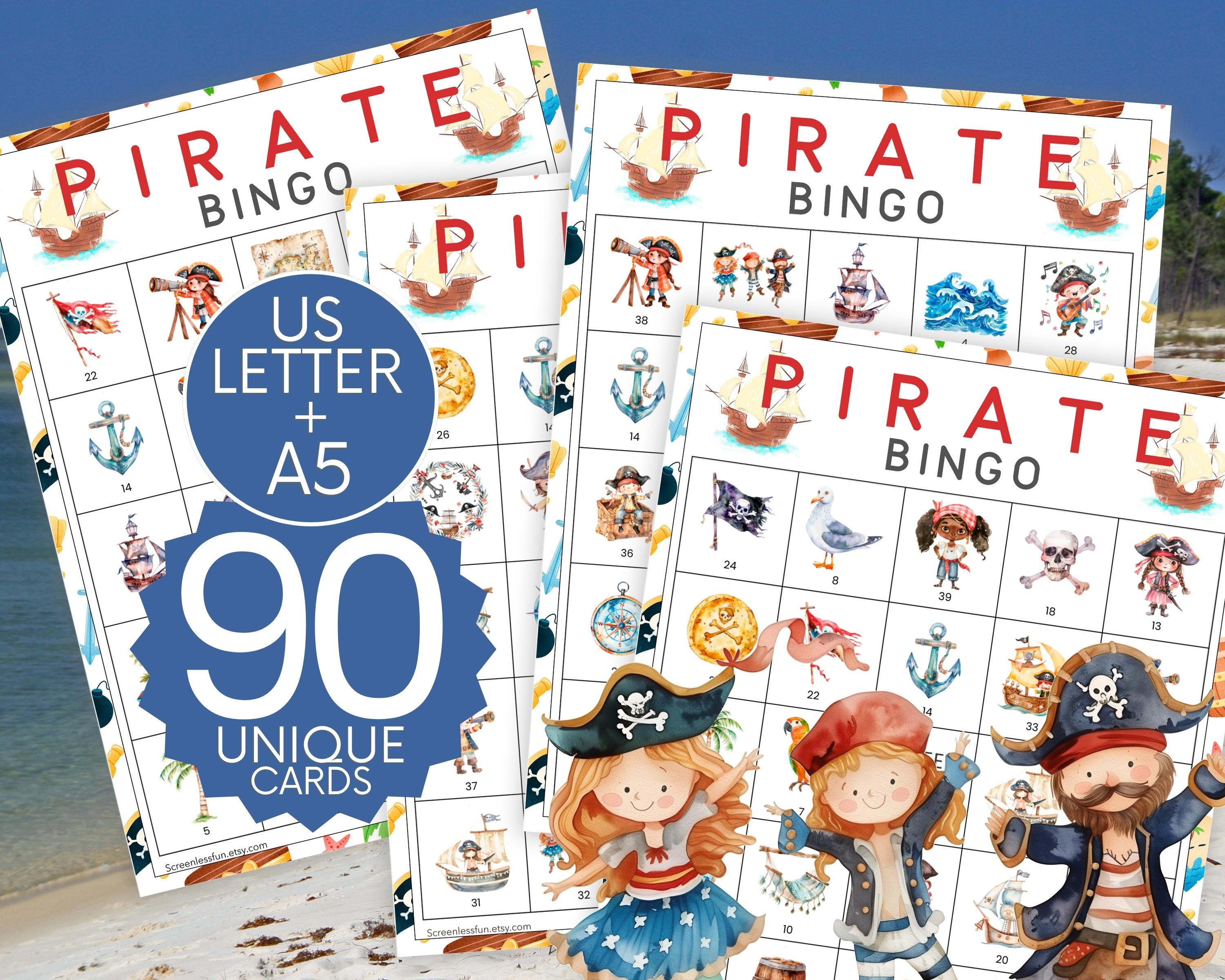 Pirate Bingo Game: 90 Unique Printable Cards (PDF) - Etsy