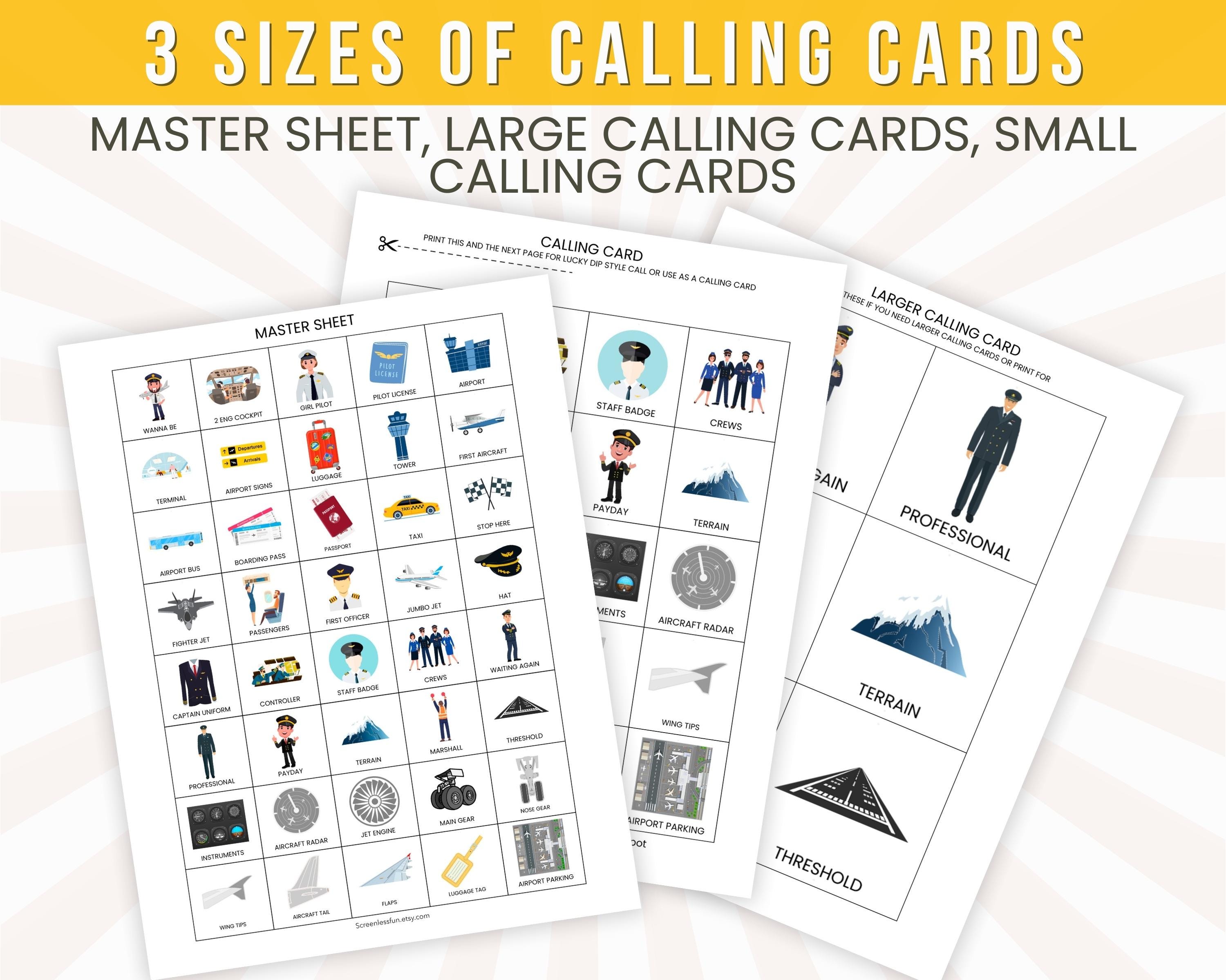 Pilot Bingo Cards, 60 Pilot Printable Party Game, Career Boy Birthday ...