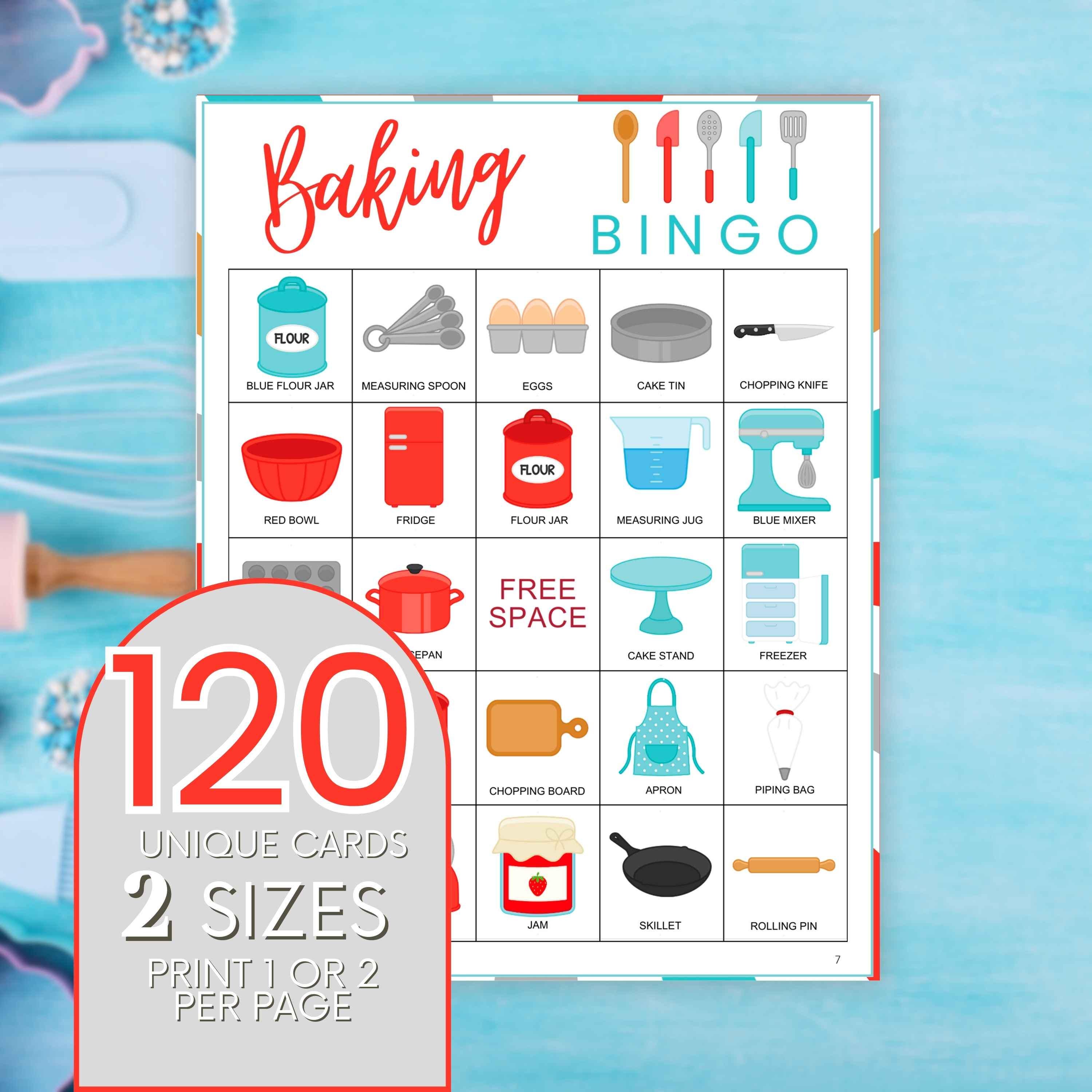 Baking Bingo Game: 120 Printable Cards, Kids Party Activity (PDF) - Etsy