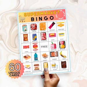 Supermarket Bingo, 60 Grocery Store Bingo Cards, Supermarket Scavenger ...