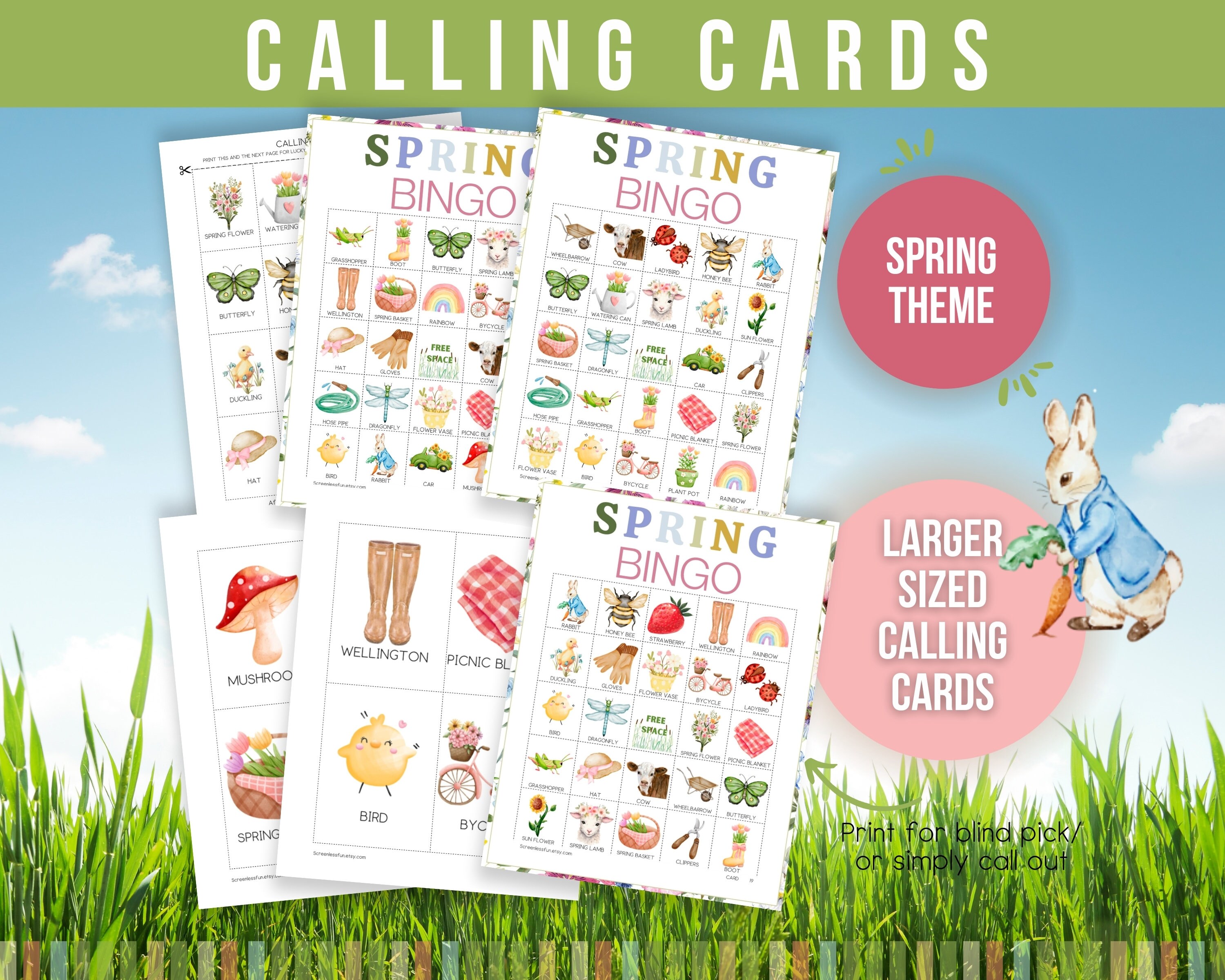 75 Bingo Cards Spring Printable Game, Bingo Kids Party Classroom ...