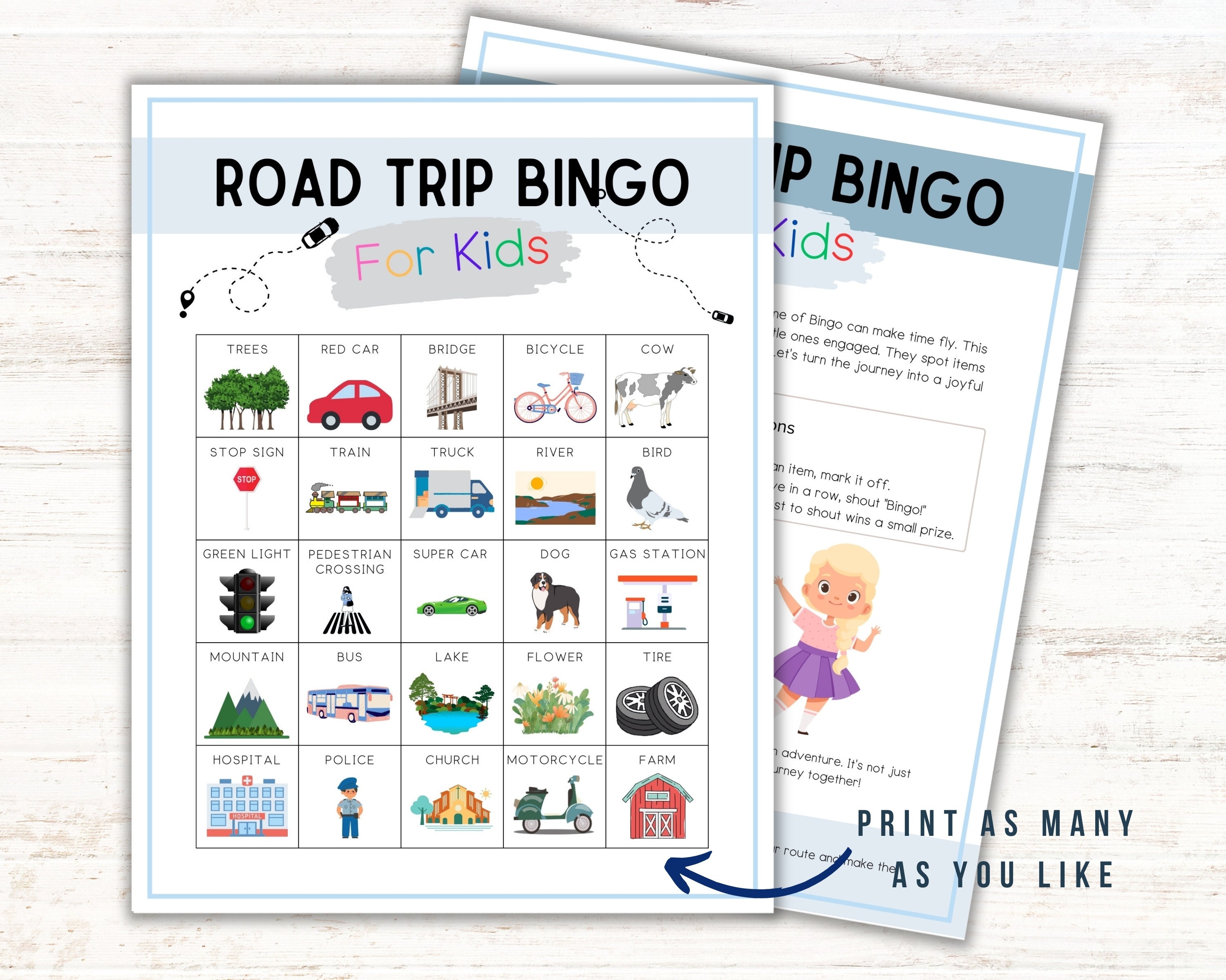 Car Bingo Game for Kids, Road Trip Bingo Travel Activity, Printable ...