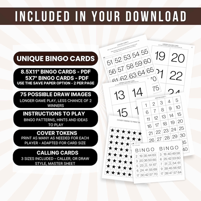 Large Number Bingo Game, Jumbo Bingo Cards, Playing Bingo Party Game ...