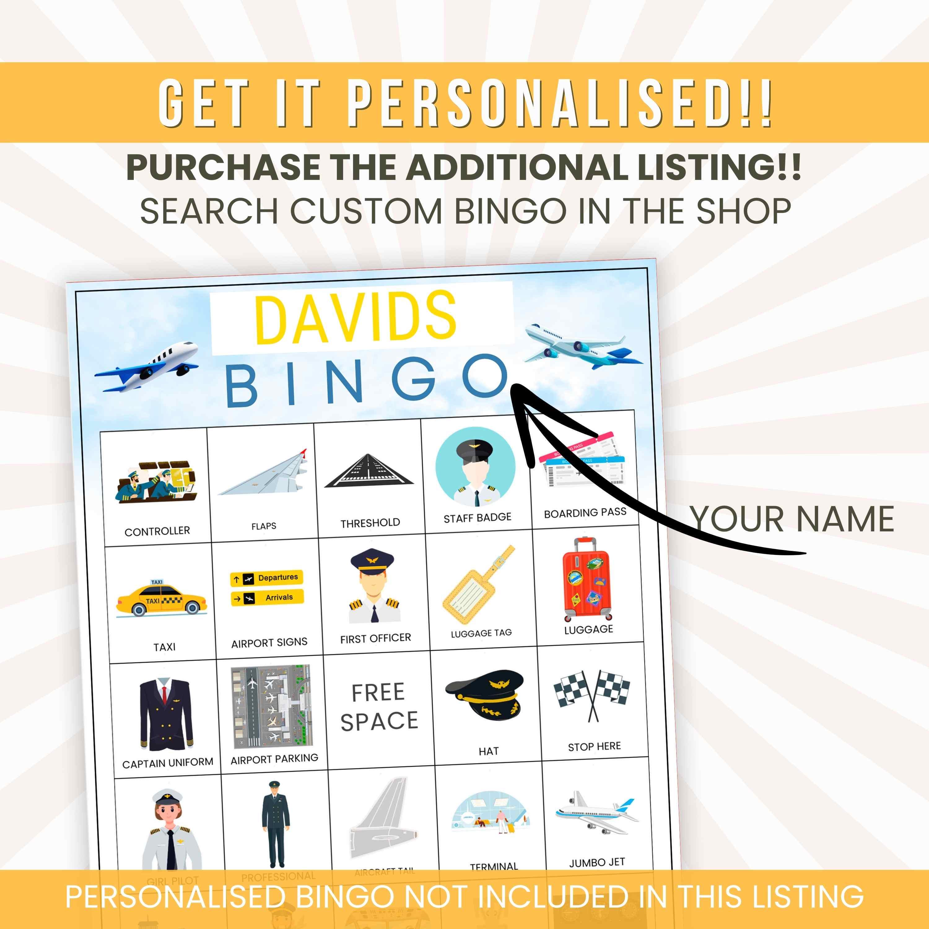 Airplane Bingo Game: Airport Travel Theme (printable) - Etsy