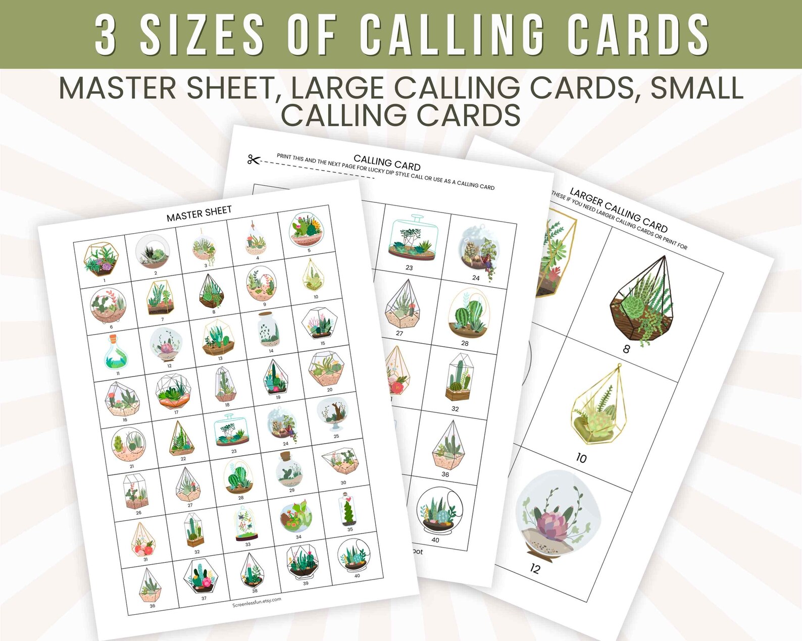 60 Terrarium Plant Bingo Cards Printable Game, Indoor Plant Bingo Game ...