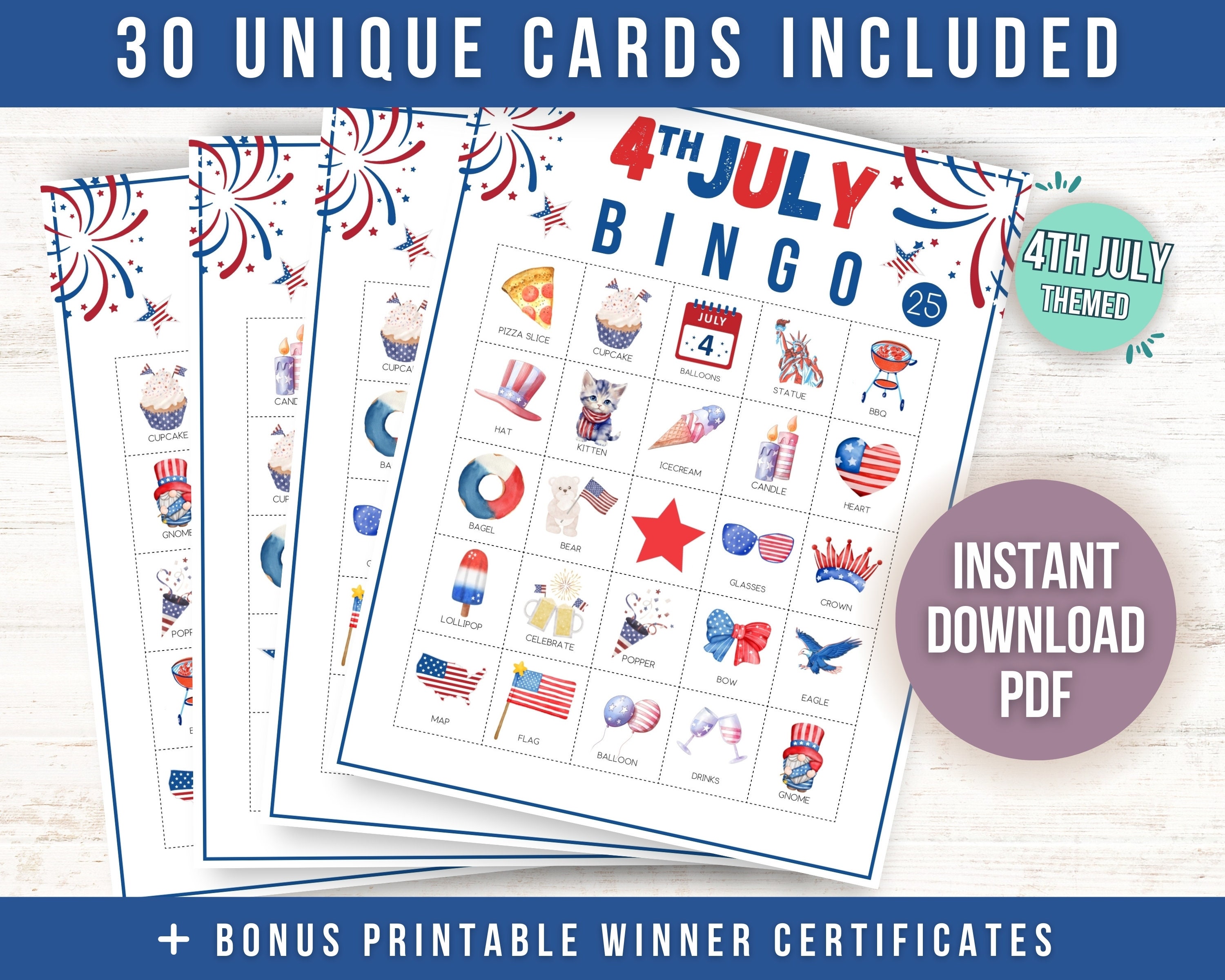 Independence Day Bingo, 4th of July Bingo Game, Instant Download ...