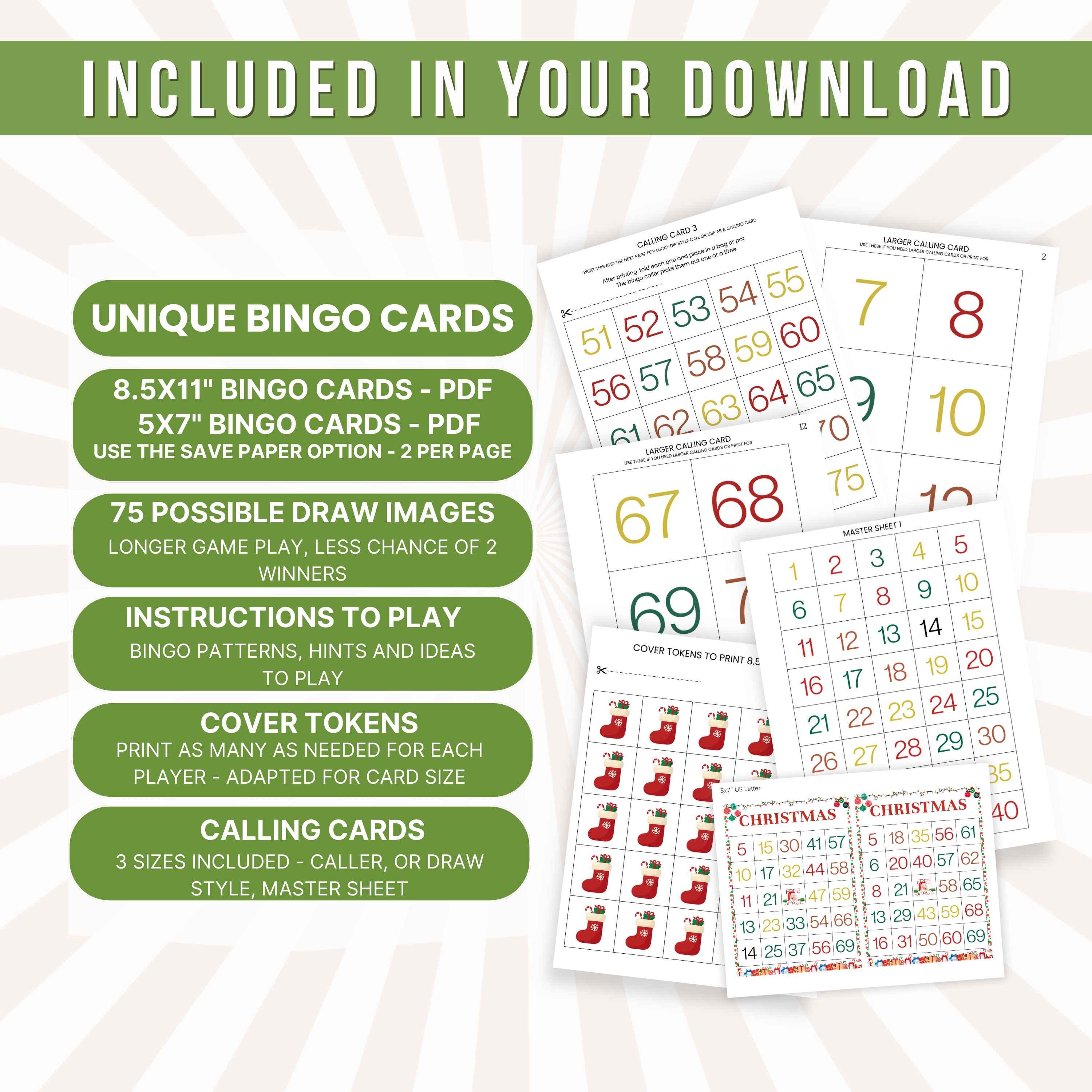 Christmas Bingo Game: 60 Holiday Bingo Cards (PDF) - Etsy