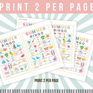 Summer Bingo Game: 90 Unique Printable Cards (digital Download) - Etsy