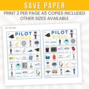 Pilot Bingo Cards, Pilot Printable Party Game, Career Boy Birthday ...