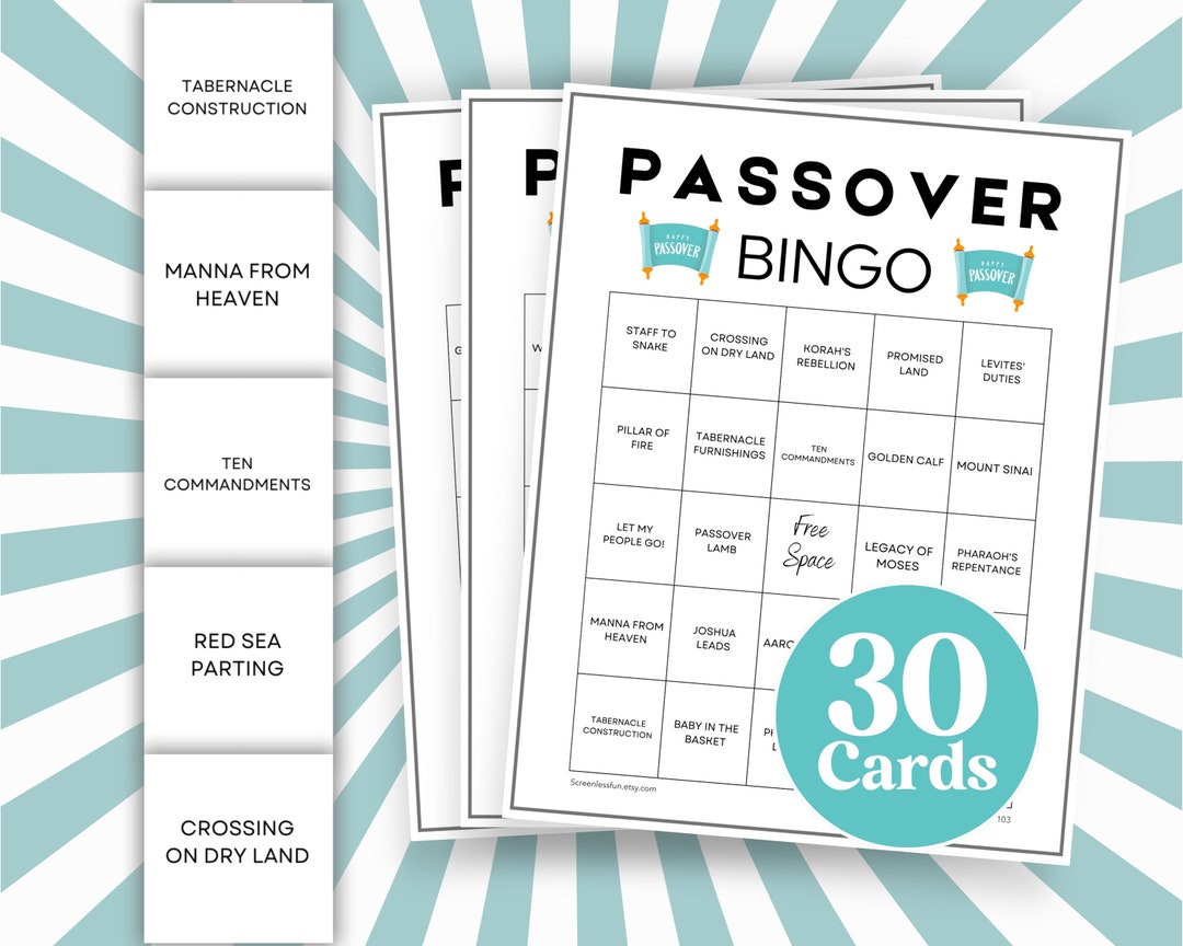 Religious Passover Bible Story Bingo Game, Text Based Sunday School ...