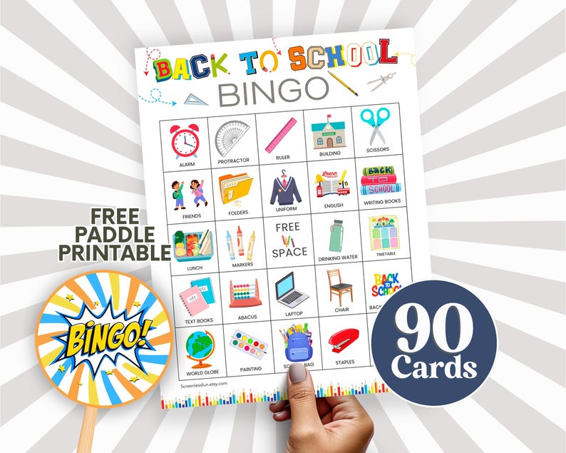 90 Back to School Bingo Cards, Printable School Classroom Game, Student ...