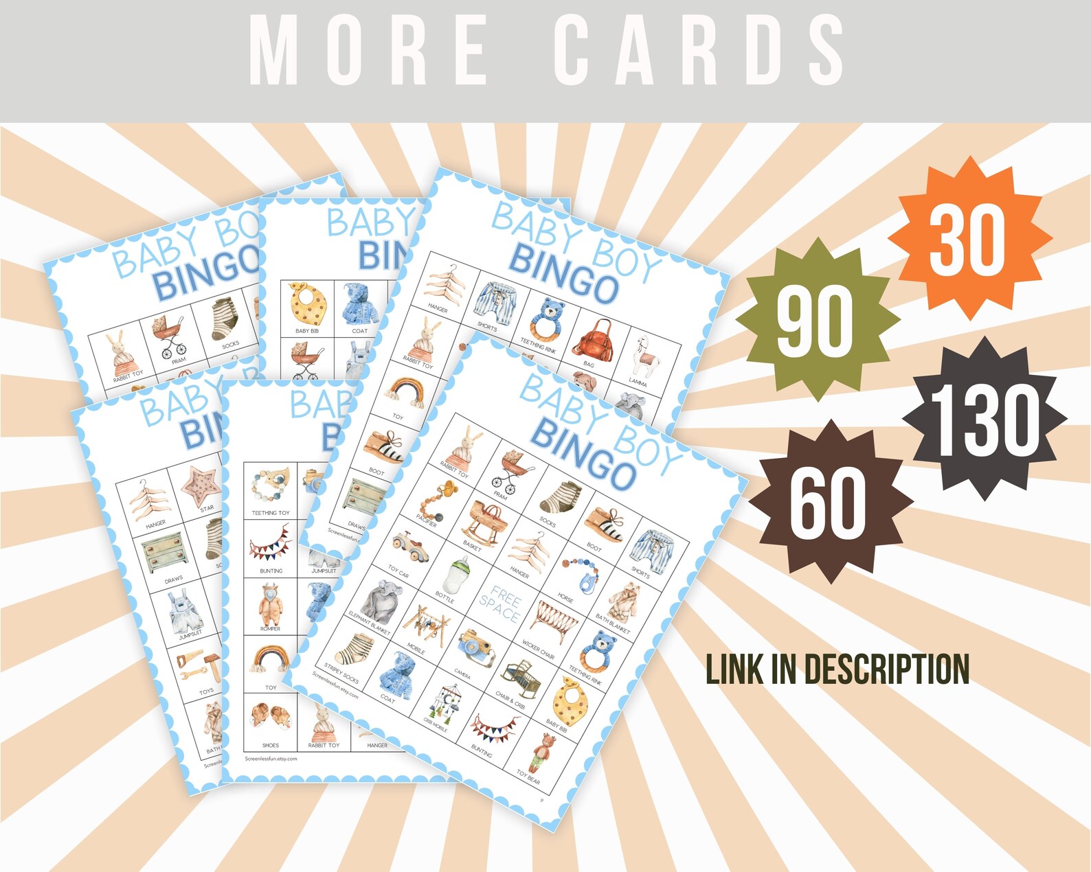 Blue Baby Shower Bingo Cards: Picture Game (digital Download) - Etsy