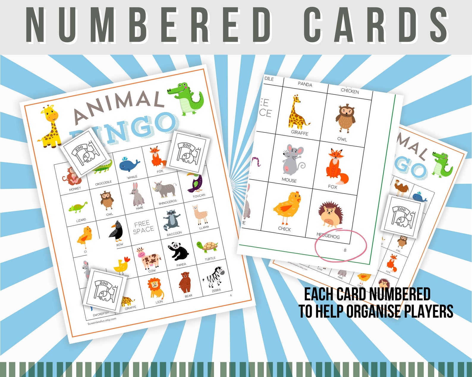 Kids Baby Animal Bingo Game, Printable Animal Bingo Game, Kids ...