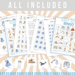 Blue Baby Shower Bingo Cards Printable, DIY Baby Boy Bingo Cards ...