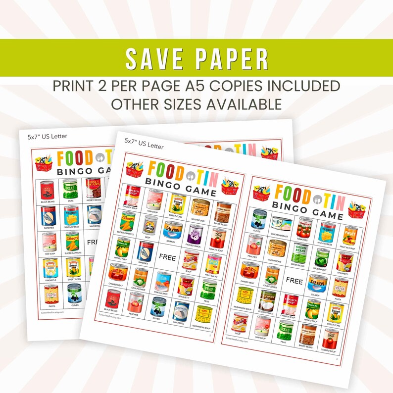 Food Bingo Game: 60 Printable Cards, Kids Birthday Activity (PDF) - Etsy