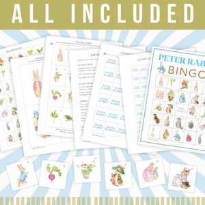 Peter Rabbit Baby Shower Bingo Game, Rustic Bunny Bundle, Boy Baby ...