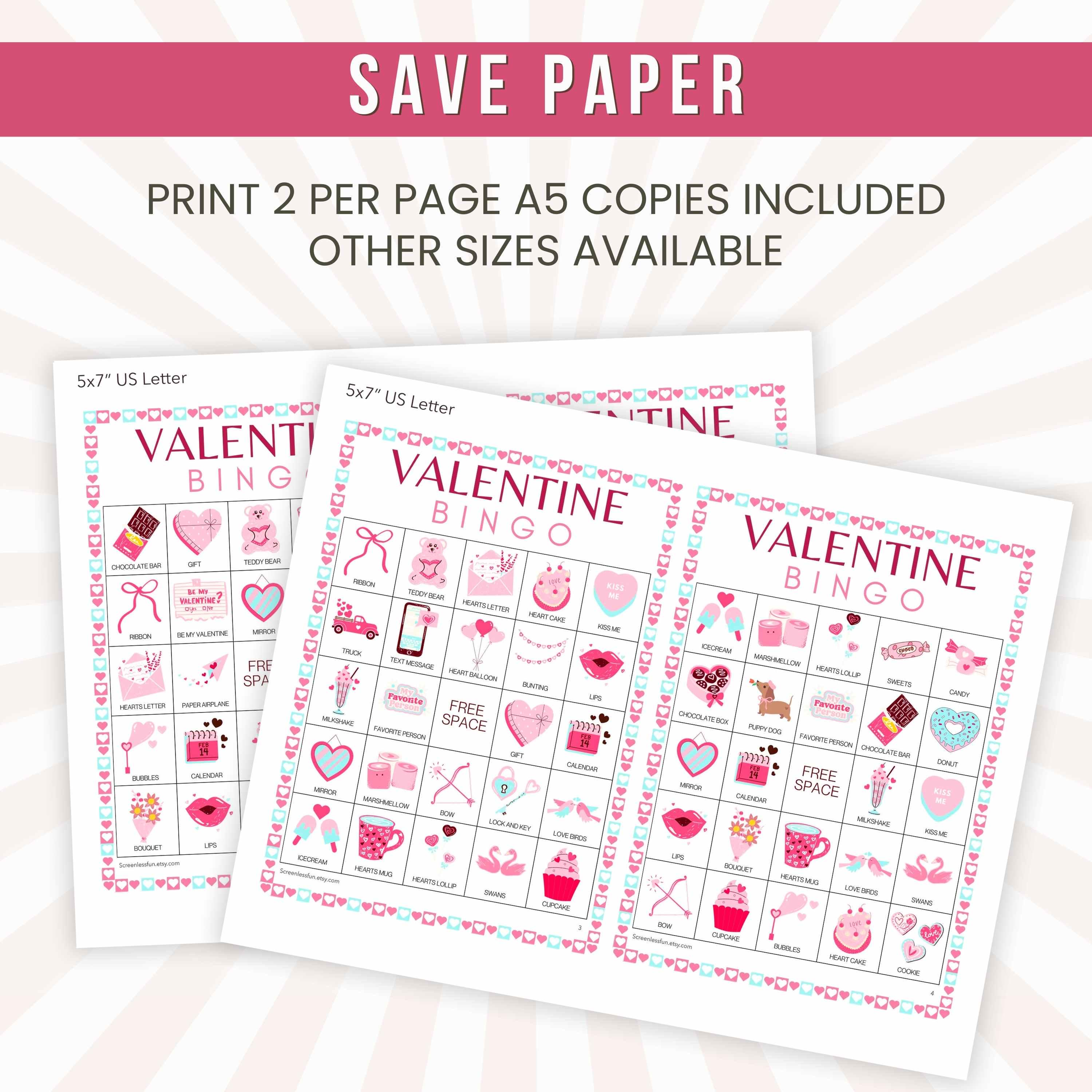 Valentine Bingo Game - 30 Bingo Cards, February Classroom Game, Bingo ...