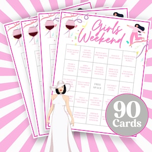90 Girls Weekend Printable Bingo Game, Teen Weekend Fun Party Holiday ...
