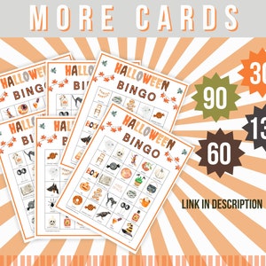 Halloween Bingo Cards Printable, Bingo Cards Halloween Party, Fall ...