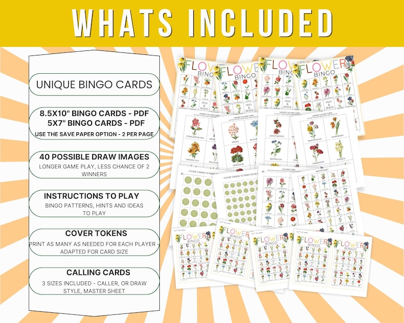 Flower Bingo Nature Garden Game, Spring Floral Bingo Boards, Printable ...